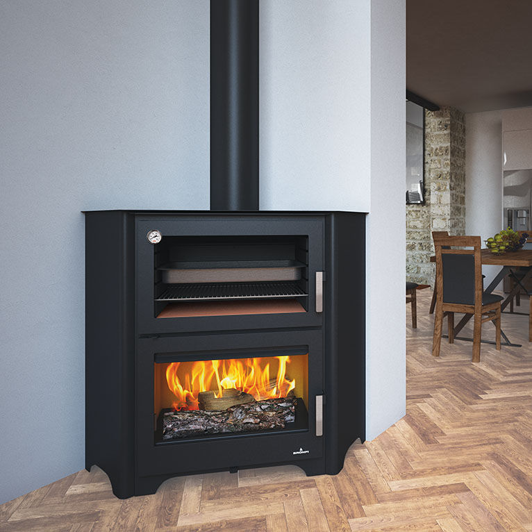 Wood heating stove - MURANO-R - Bronpi - 14 kW / floor-mounted / corner