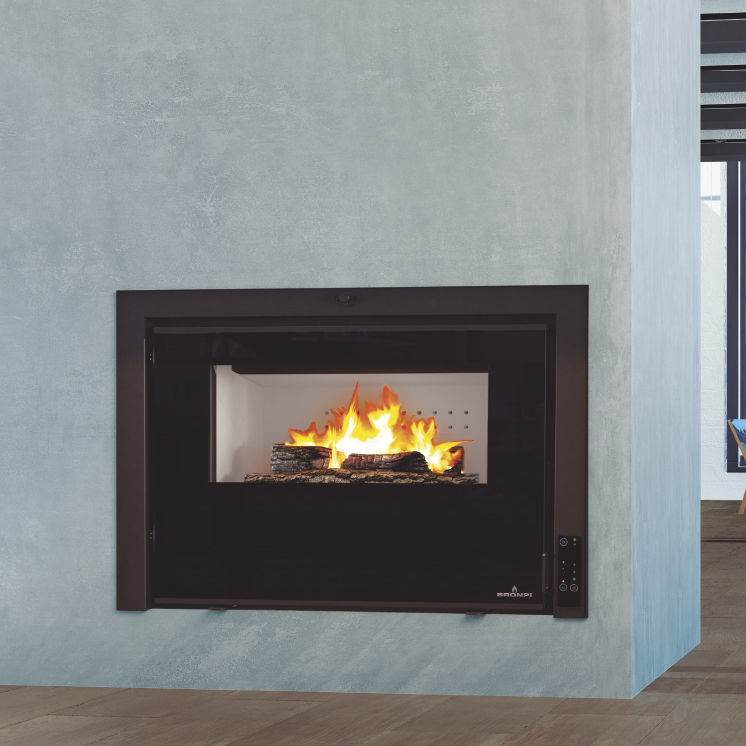 Wood-burning fireplace insert - INSERT-HYBRID - Bronpi - pellet / steel ...