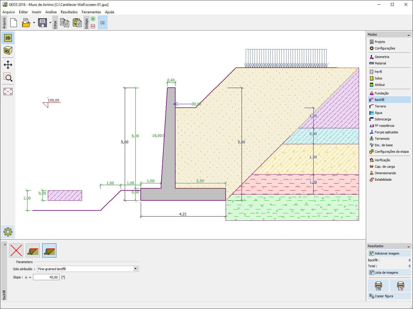 Design software - CANTILEVER WALL - FINE - retaining wall calculation ...