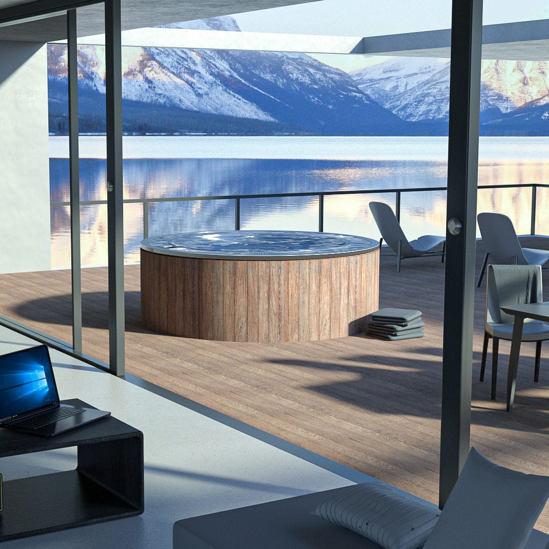 Built-in hot tub - Steel And Style - above-ground / round / 3-seater