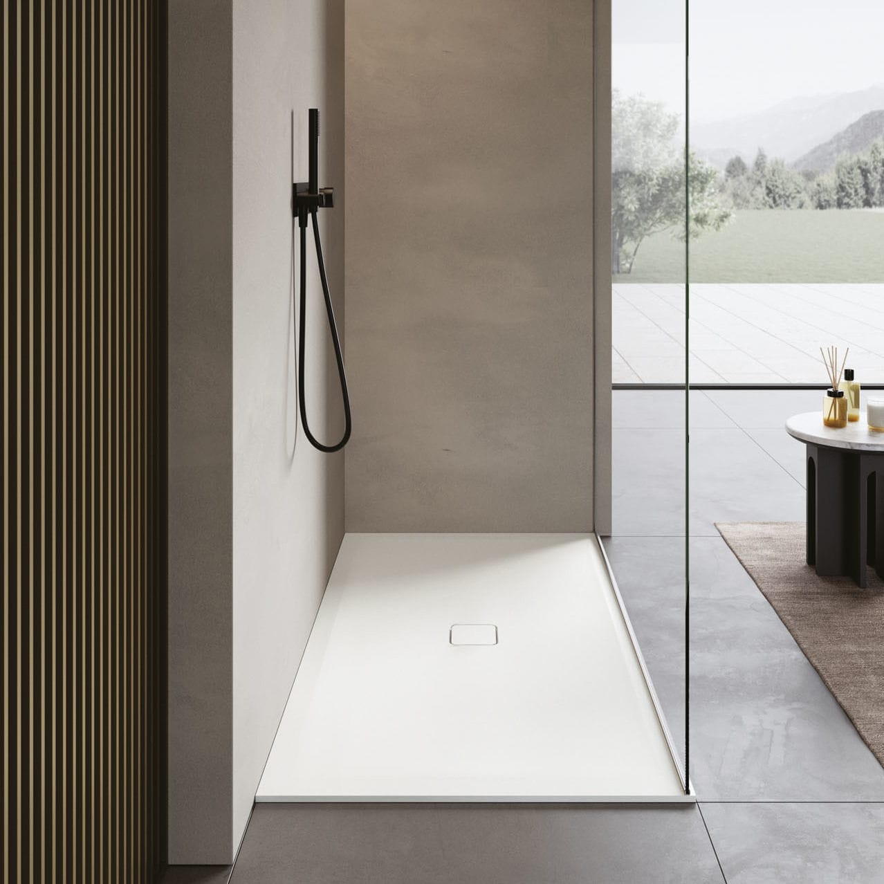 Rectangular shower base - LAB - IDEAGROUP - recessed / Corian® / custom ...