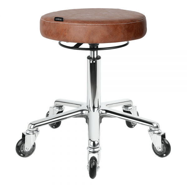 Contemporary task stool - TAN - Comfortel - aluminum base / on casters ...
