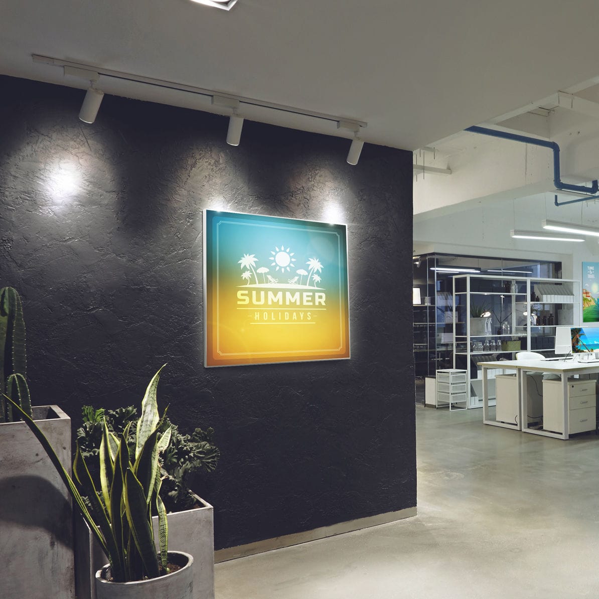 Wall-mounted LED panel - T-FRAME - STUDIO T - luminous fabric