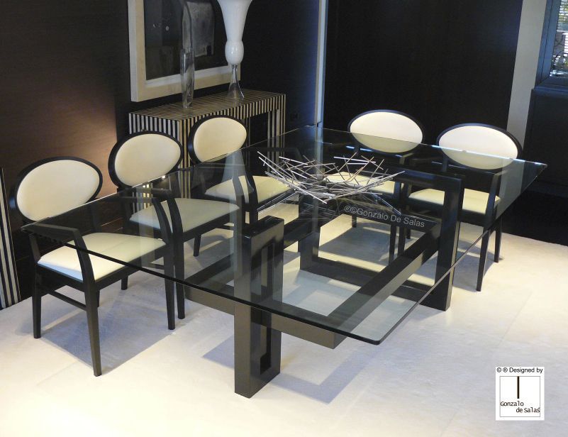Contemporary table - IOS - GONZALO DE SALAS - glass / rectangular