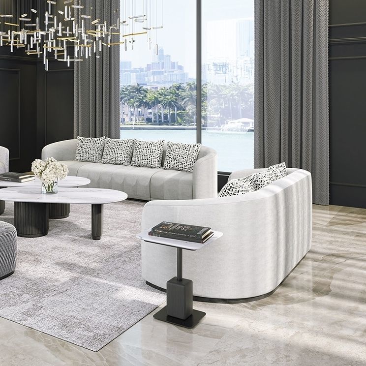 Gray sofa - GEM 110 - Adriana Hoyos - beige / fabric / 4-seater