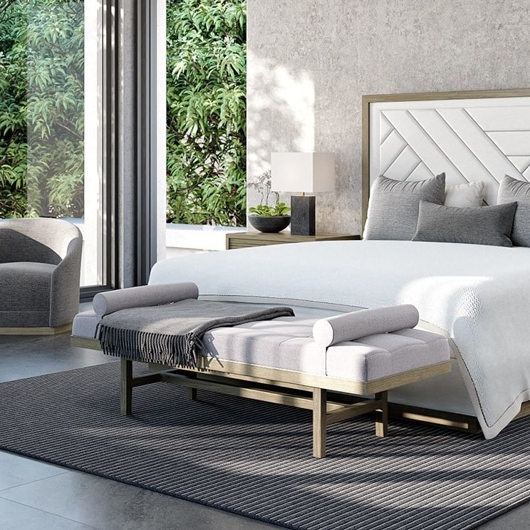 Contemporary bed bench - RUMBA - Adriana Hoyos - fabric / leather / home