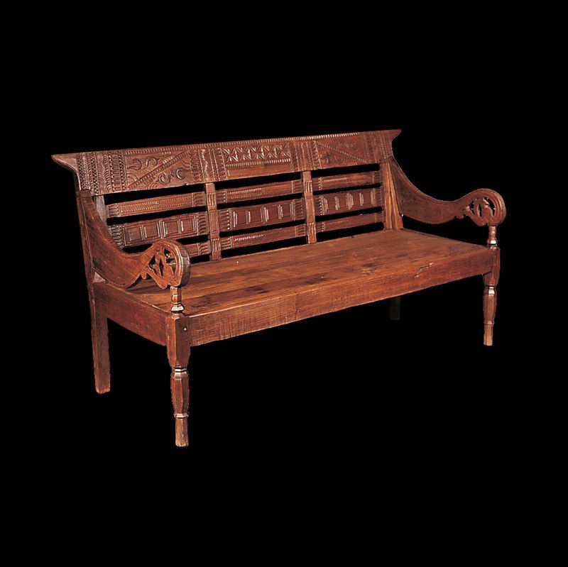 Traditional public bench - FBE ETH AN - MATAHATI - wooden / with backrest