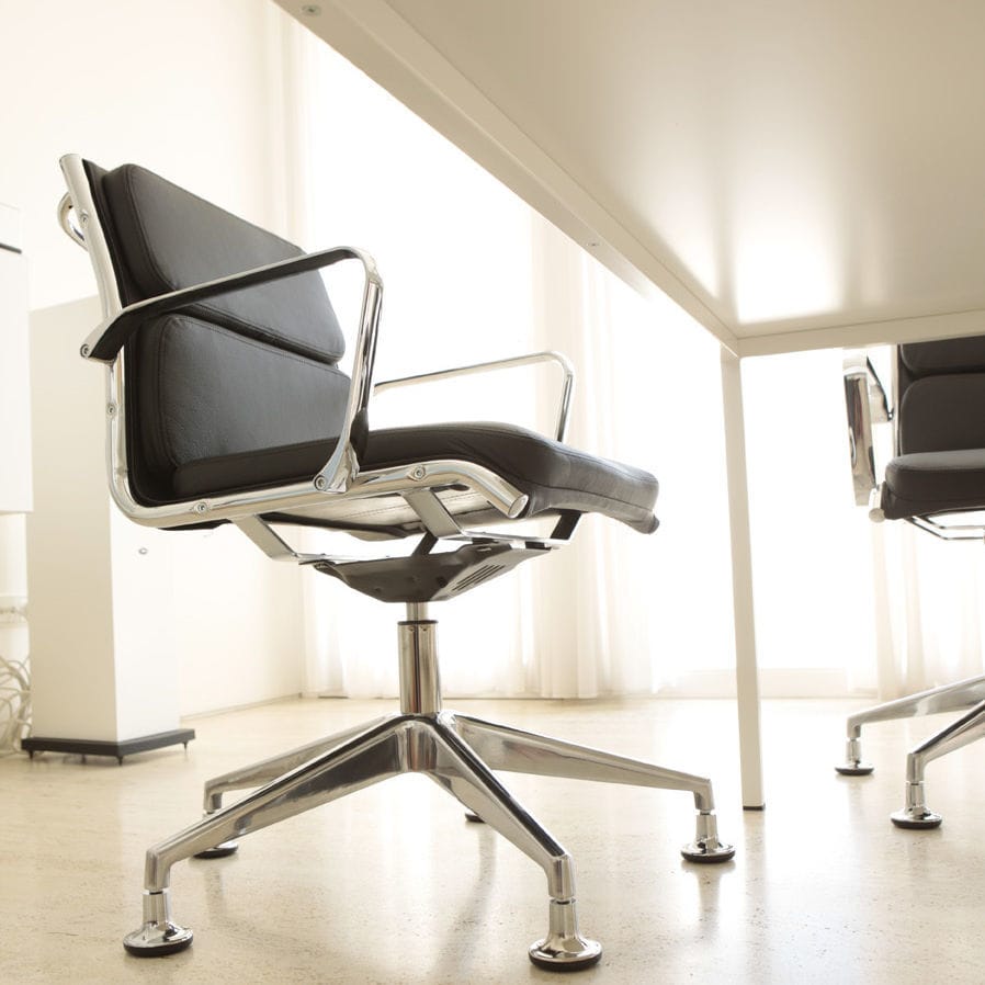 Contemporary visitor chair - Styloffice S.p.a. - indoor / leather / metal