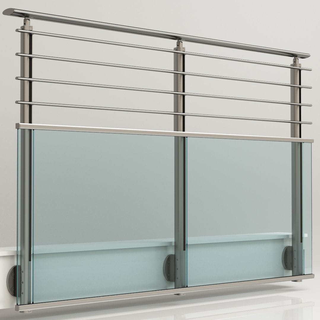 Aluminum railing - MADAL - PESPA ALUMIN - glass panel / with bars / outdoor