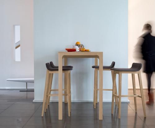 Contemporary high bar table - LAIA - Alki - oak / oak base / rectangular