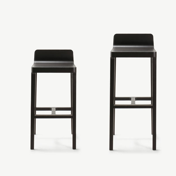 Contemporary bar stool - EMEA - Alki - leather / walnut / oak base