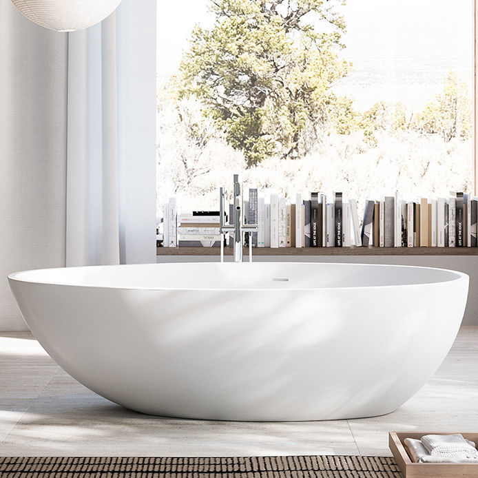 Oval bathtub - Fiji - karol - freestanding / for homes / Solid Surface