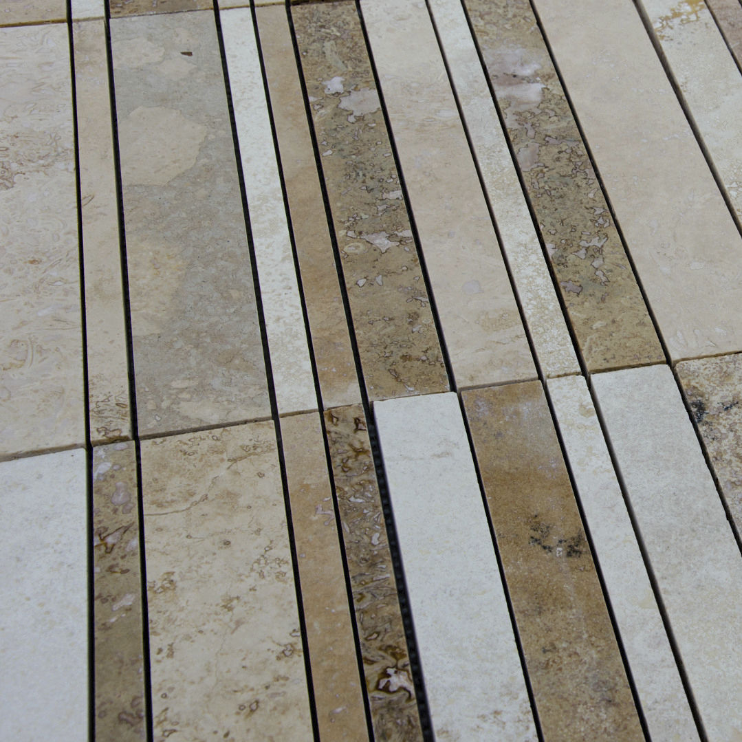 Travertine mosaic tile - BARS HF TUSCANY MIX - PIETRE DI RAPOLANO PDR ...