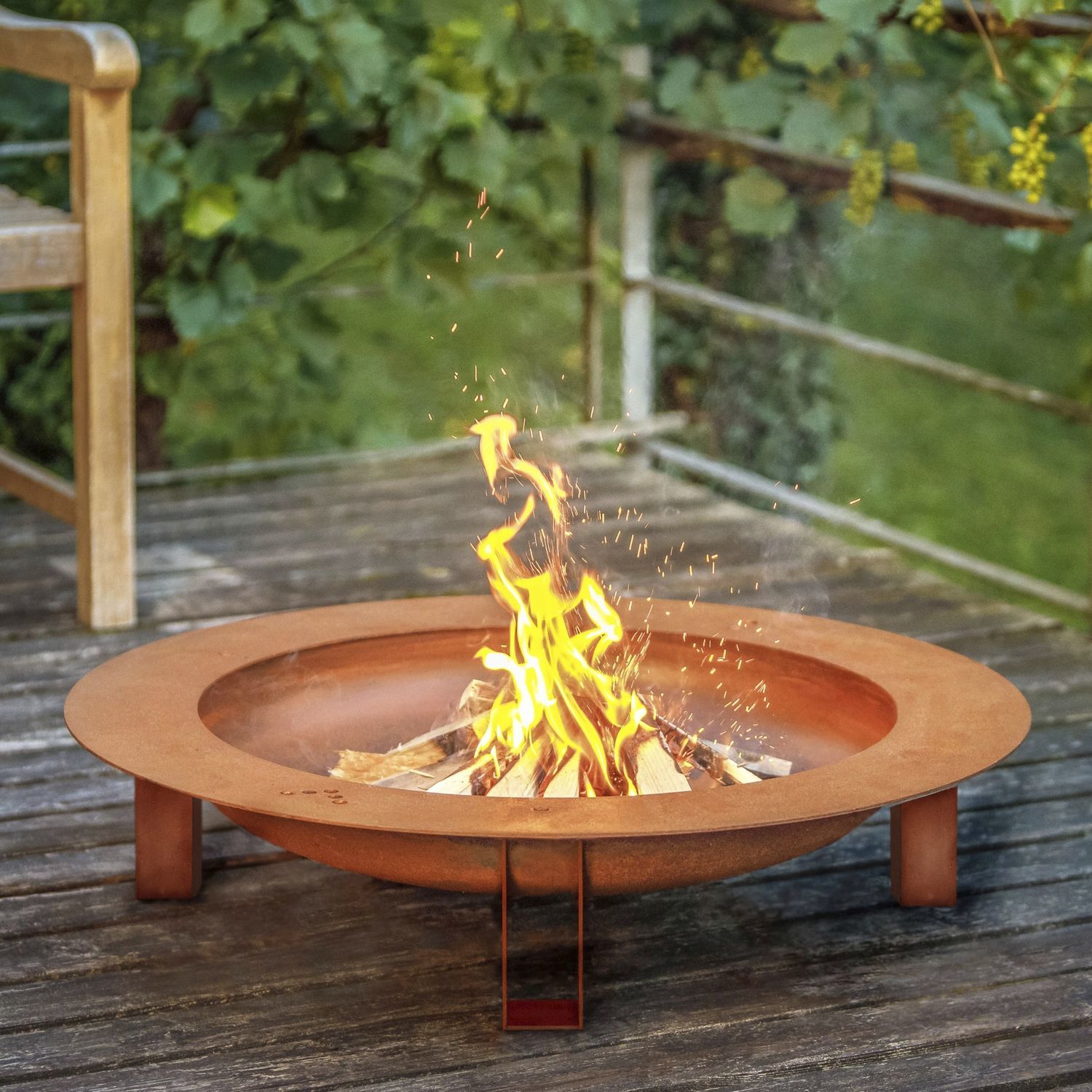 Wood-burning fire pit - moon - keilbach design and products - steel ...