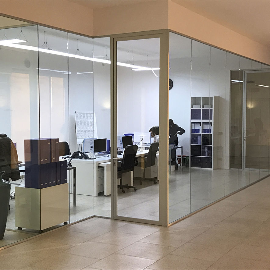 Glass partition - LEONARDO - GFS Design - removable / aluminum ...