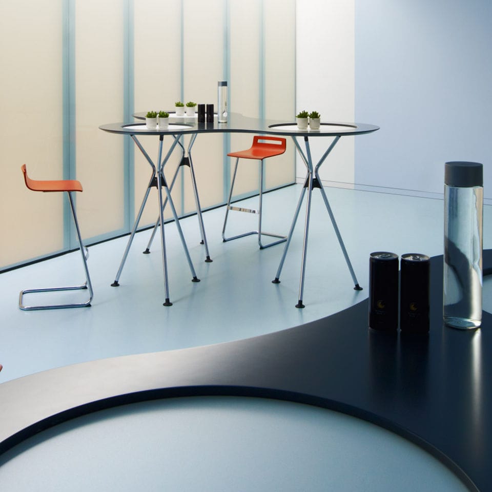 Contemporary high bar table - MEET - Sedus - wood veneer / melamine / felt