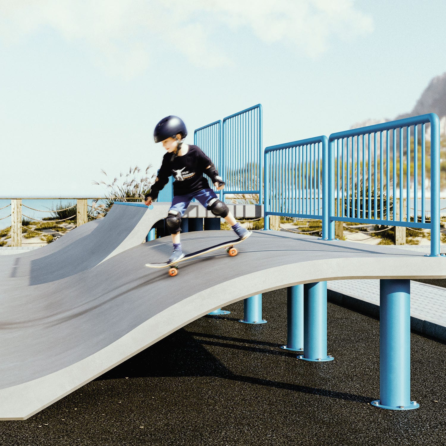 Wave type skatepark ramp - E 01316 - A Amop Synergies - concrete