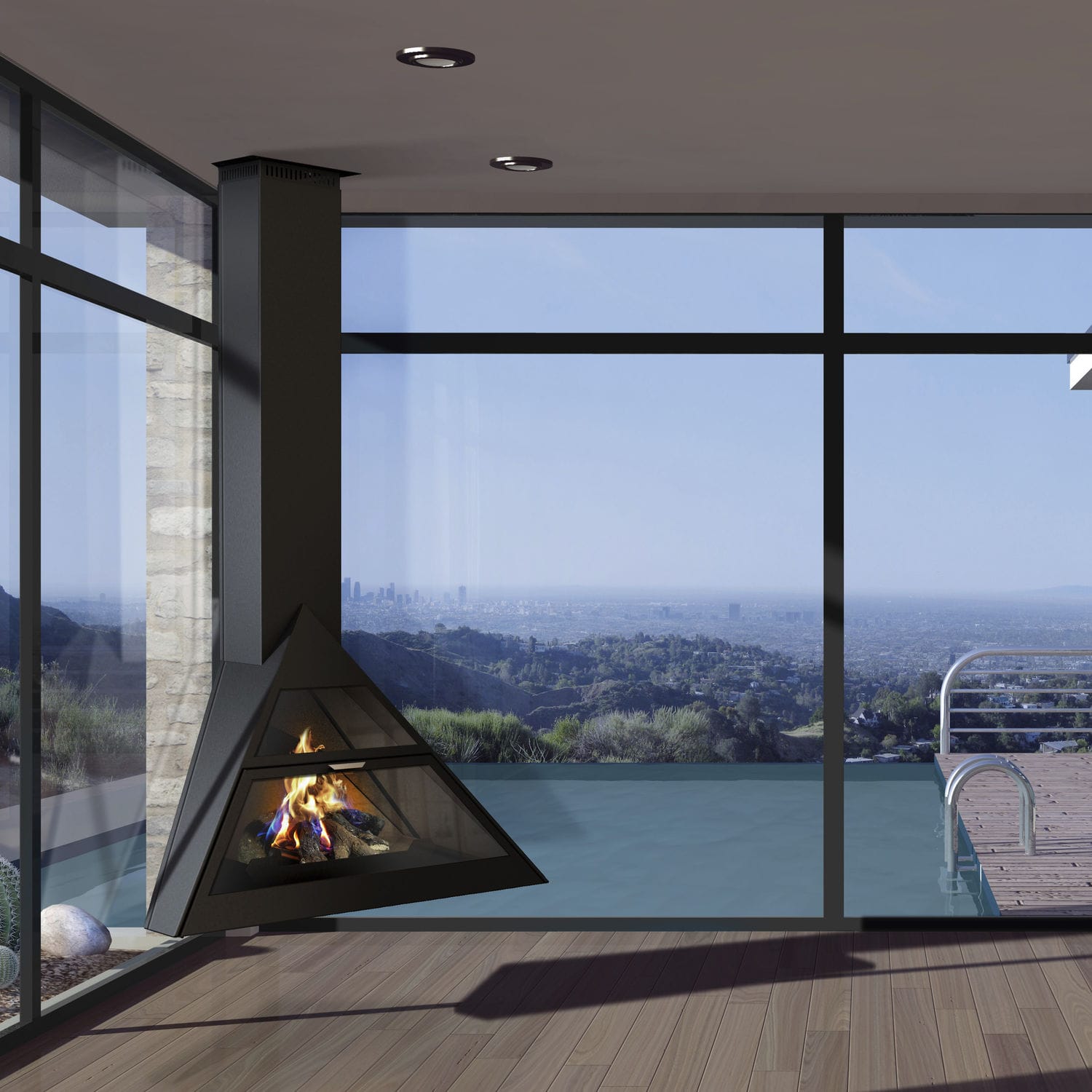 Wood-burning fireplace - ADMETO - TRAFORART - gas / bioethanol / hanging