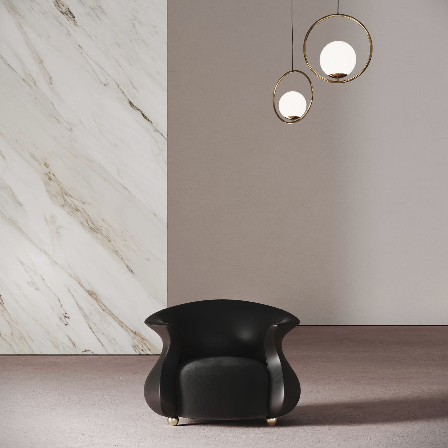 Contemporary armchair - AMPHORA - DESFORMA - fabric / leather / commercial