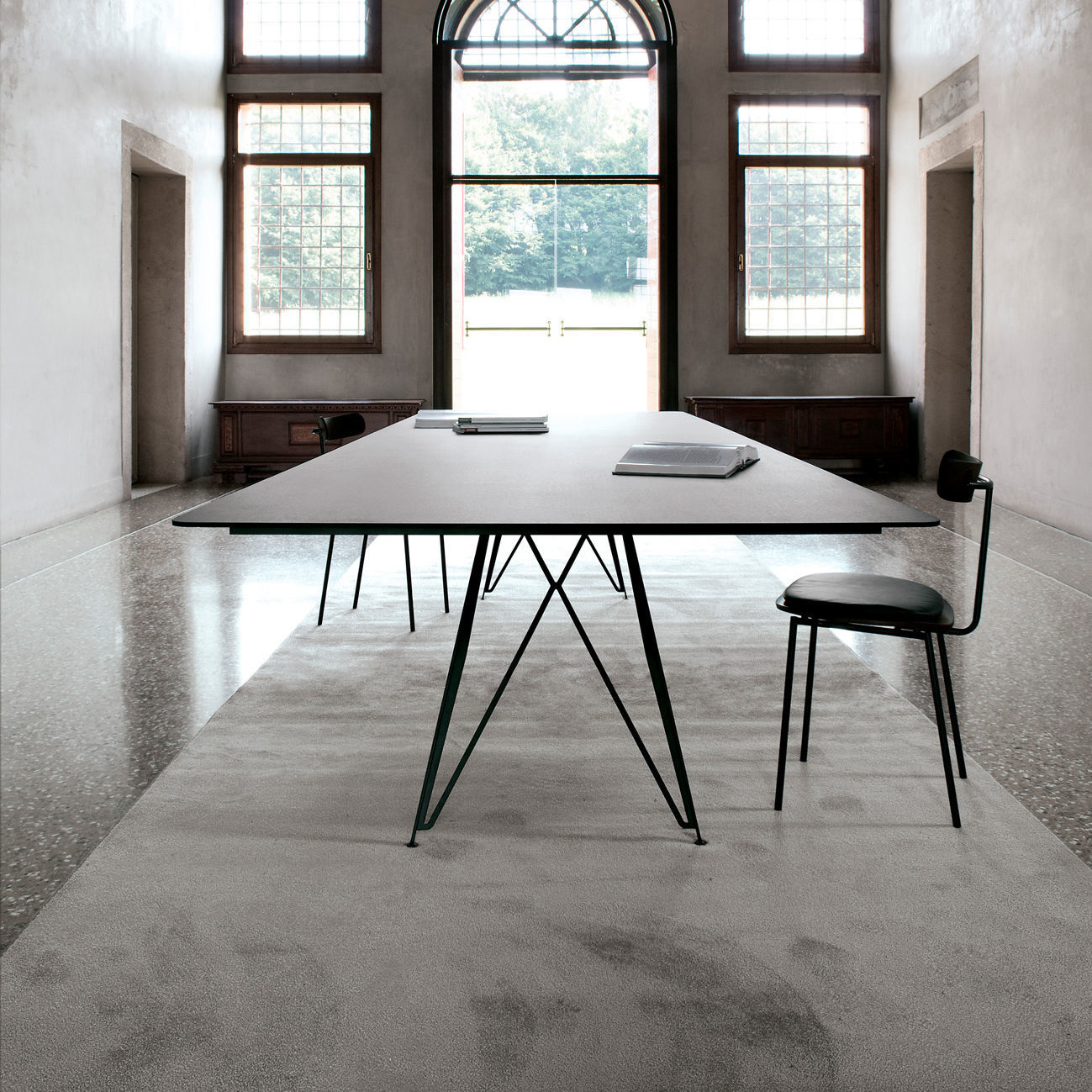 Contemporary table - T12 - extendo - metal / HPL / ceramic