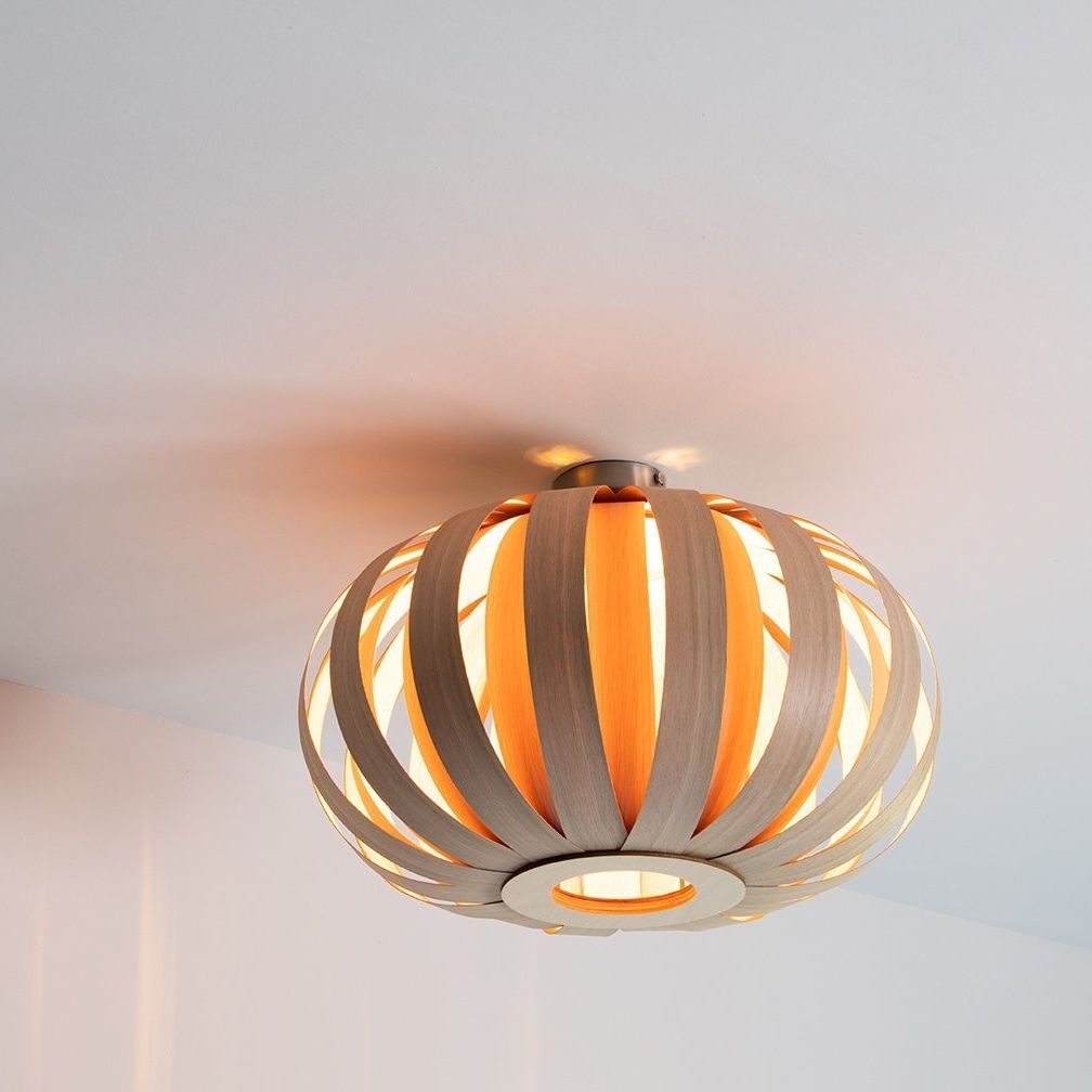 Contemporary ceiling light - URCHIN - Tom Raffield - elliptical / oak / ash