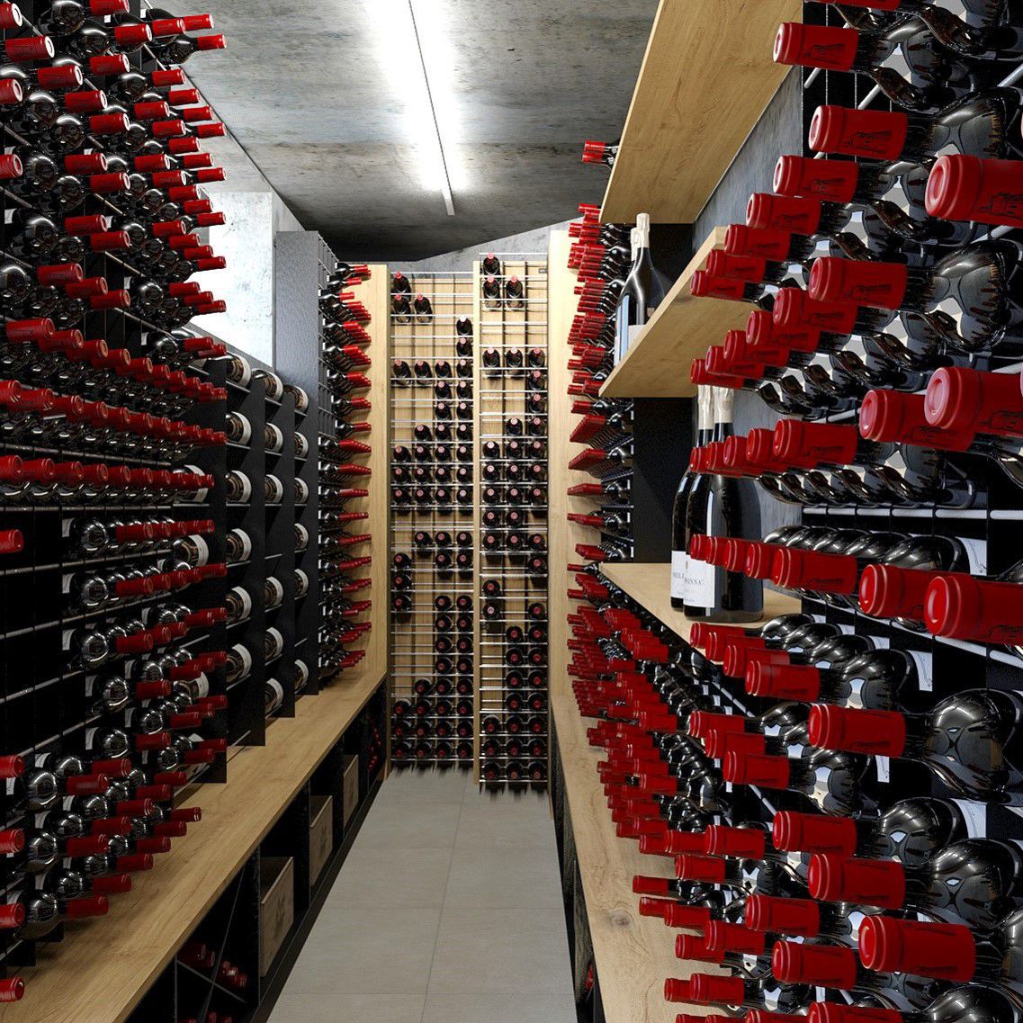 Steel bottle rack - ESIGO 2 NET + ESIGO 2 BOX + ESIGO 18 AC6 - ESIGO - wall-mounted / free ...