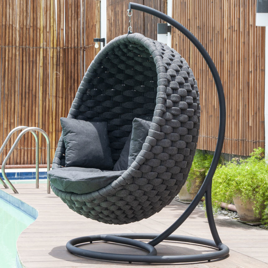 Contemporary hanging chair - Lucy - Alexander Rose - rope / aluminum ...