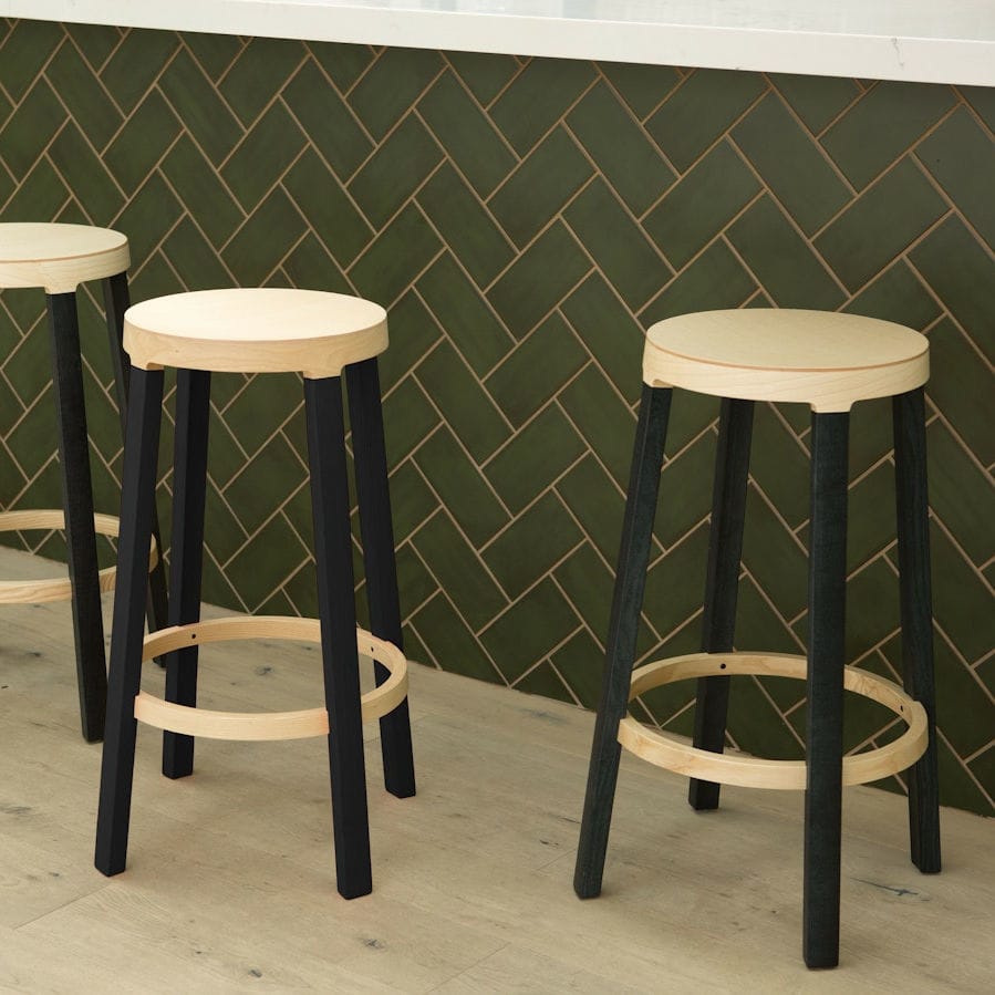 Contemporary bar stool - STEP - Established and sons - ash / ash base ...