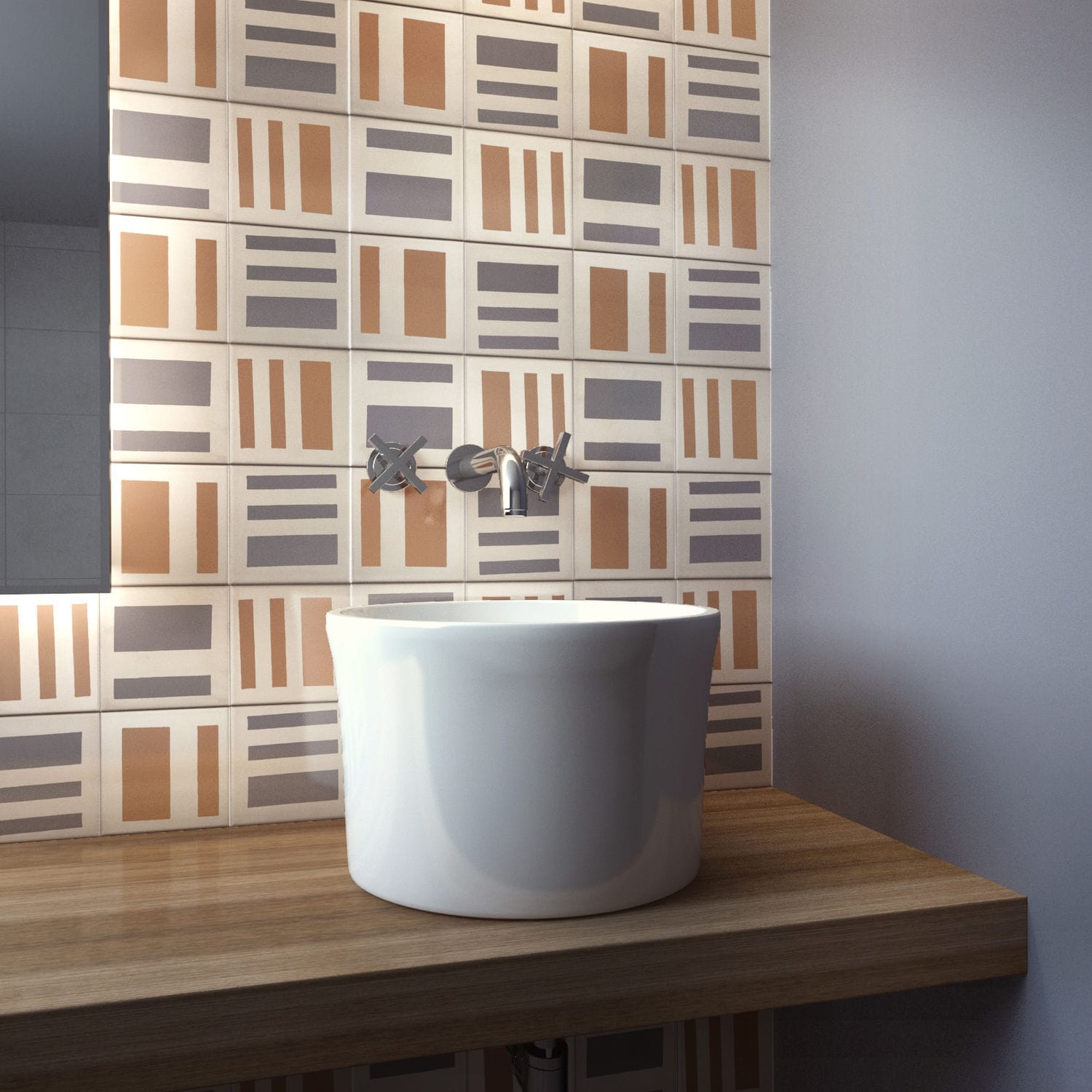 Ceramic tile - METRIK CARAMEL & SMOKE SILVER - INTHETILE - matte ...