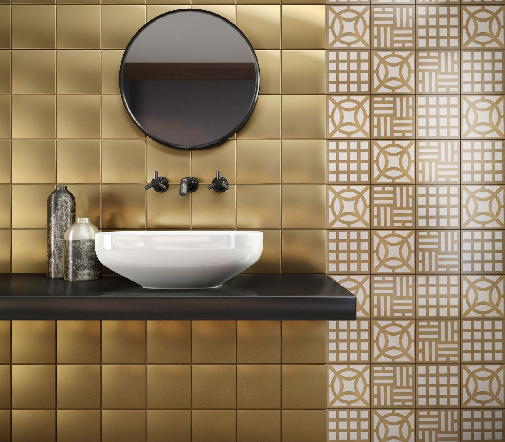 Ceramic tile - KONDO CREAM GOLD - INTHETILE - matte / indoor / bathroom