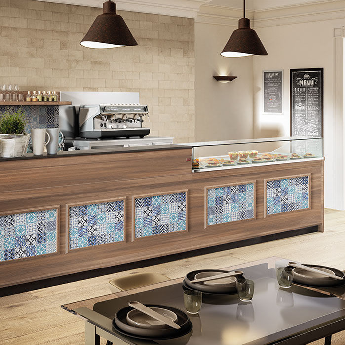 Bar counter - HORUS - SIFA - wooden / steel / upright