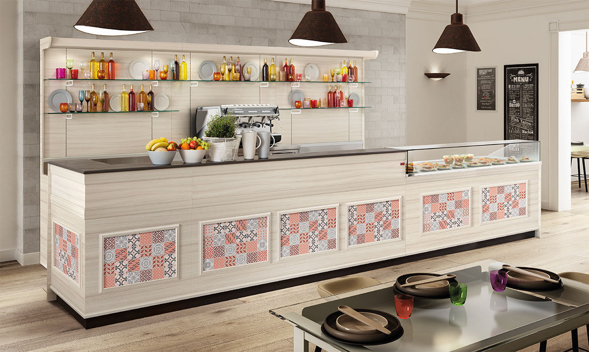 Bar counter - HORUS - SIFA - wooden / steel / upright