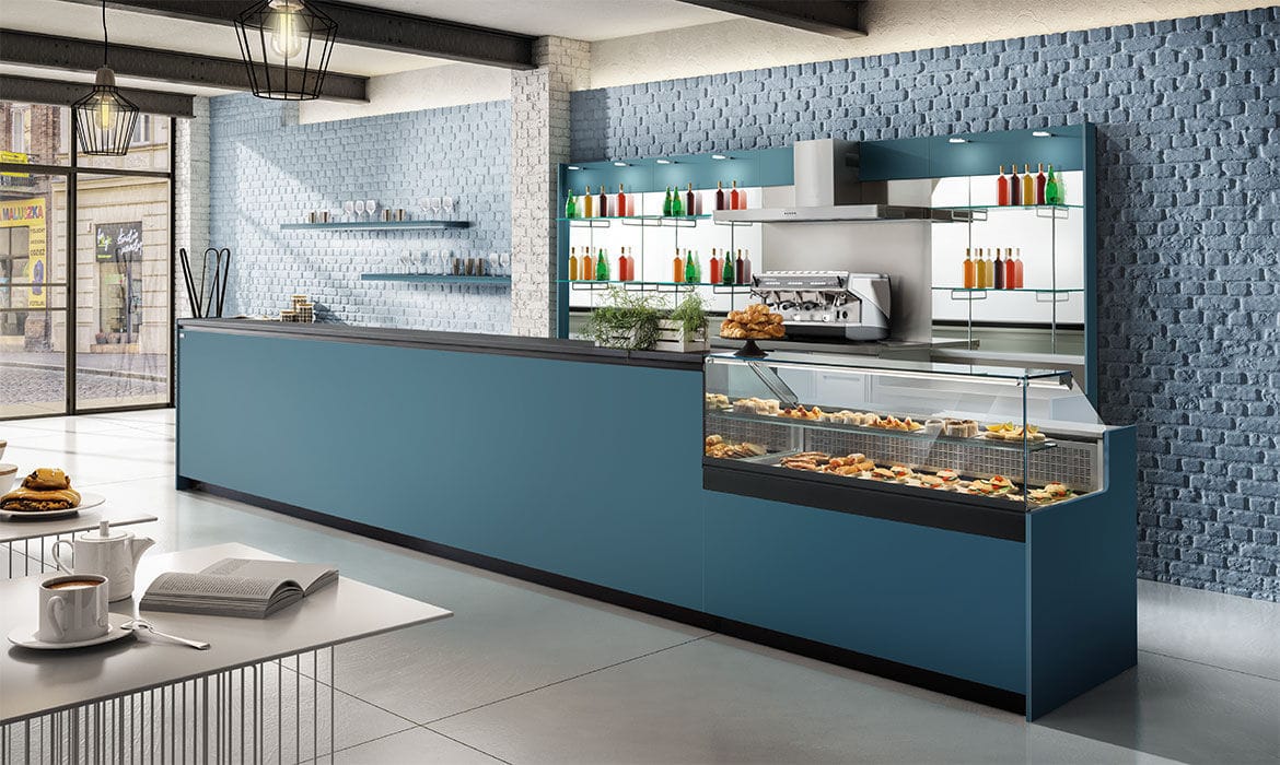 Bar counter - INFINITY - SIFA - wooden / upright / illuminated