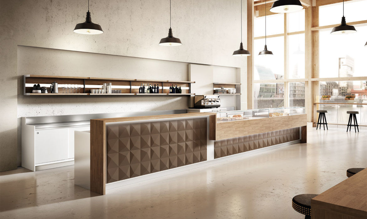 Bar counter - FLUX - SIFA - wooden / upright / illuminated