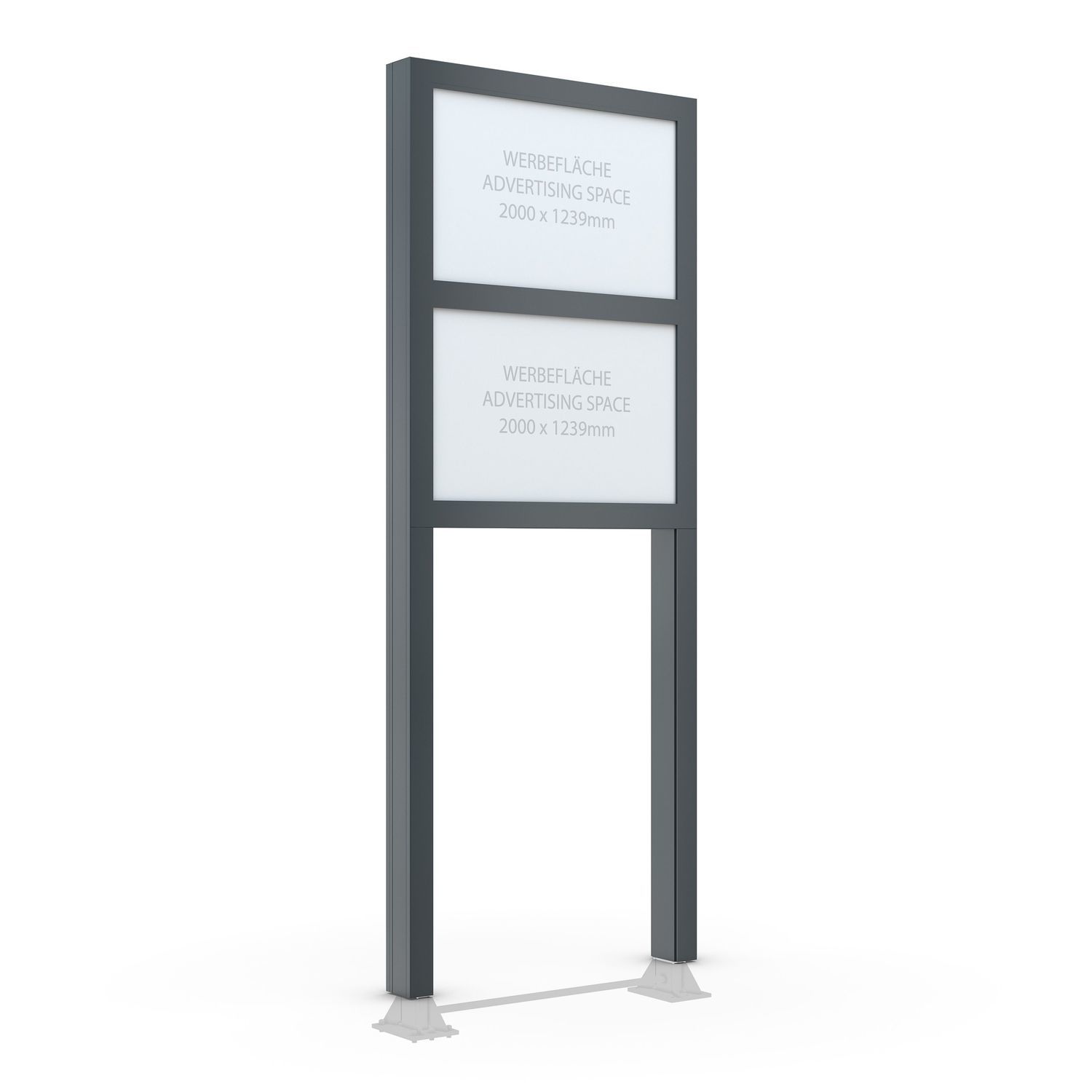 Advertising panel with long legs - BigSign Secure S - wsm Raumsysteme - LED