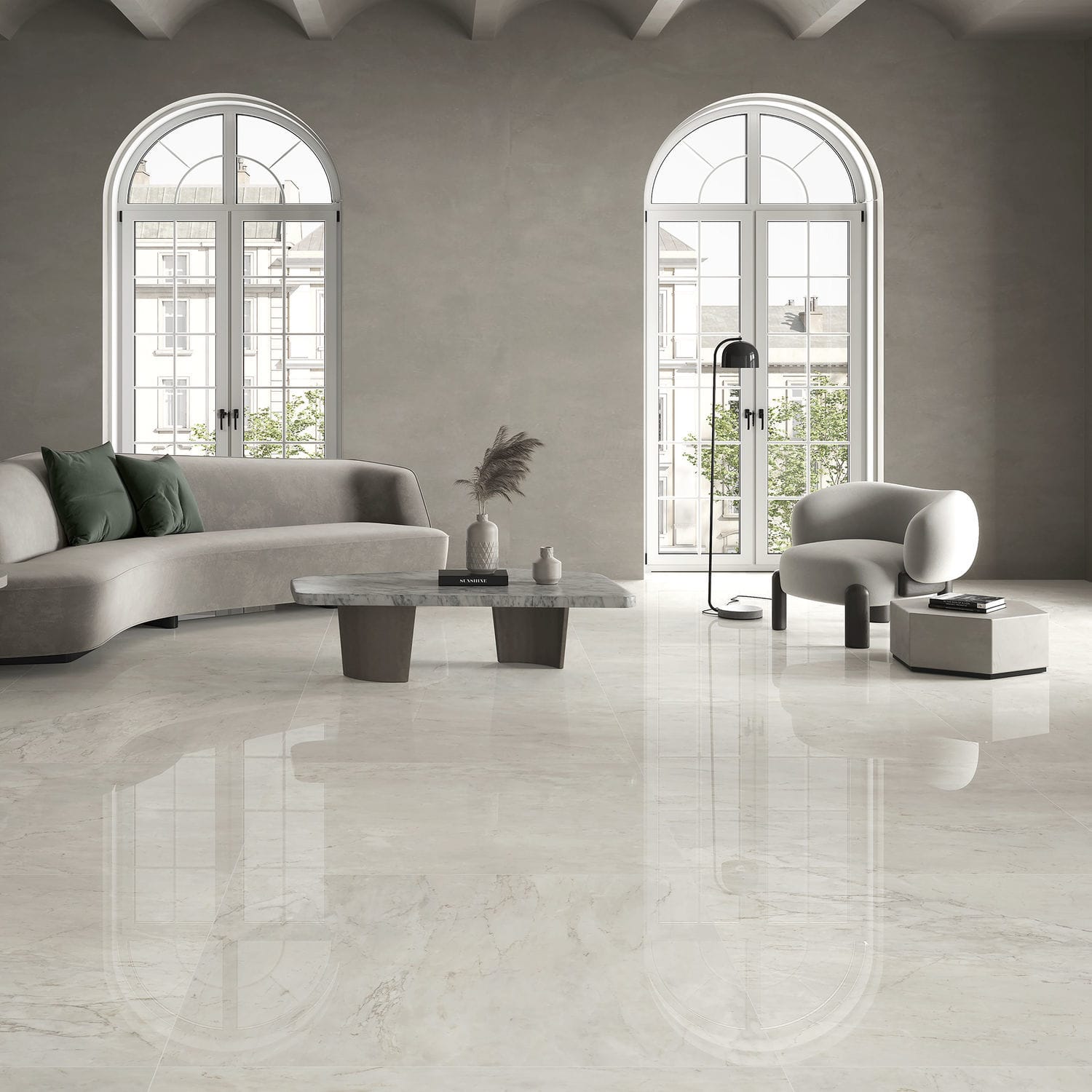 Porcelain stoneware tile - CREMA DELICATO - Azuvi - polished / high ...