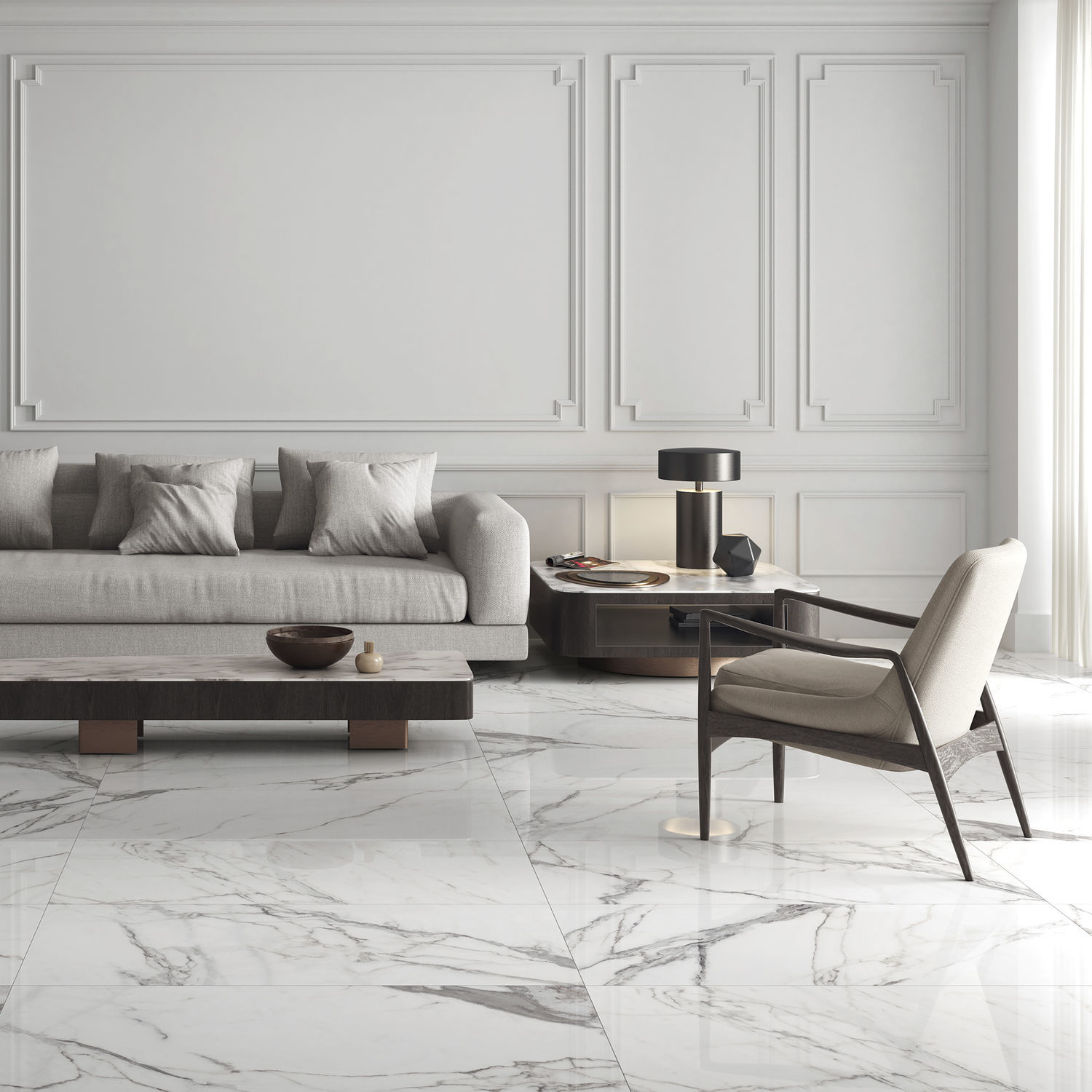 Porcelain stoneware tile - VAGLI - Azuvi - polished / smooth / indoor