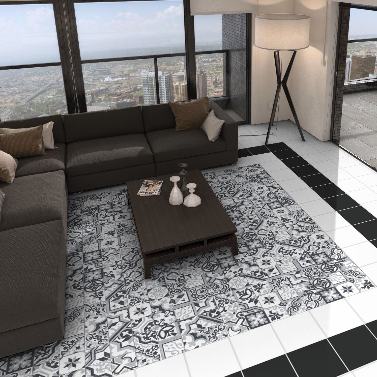 Porcelain stoneware tile - BORNE - Codicer - indoor / floor / patchwork