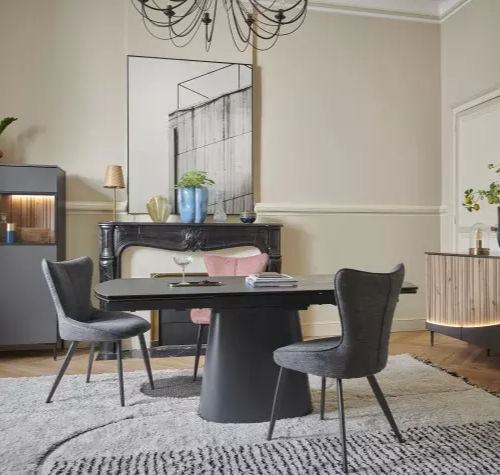 Contemporary dining table - TOPAZE - Meubles Célio - marble / wooden ...