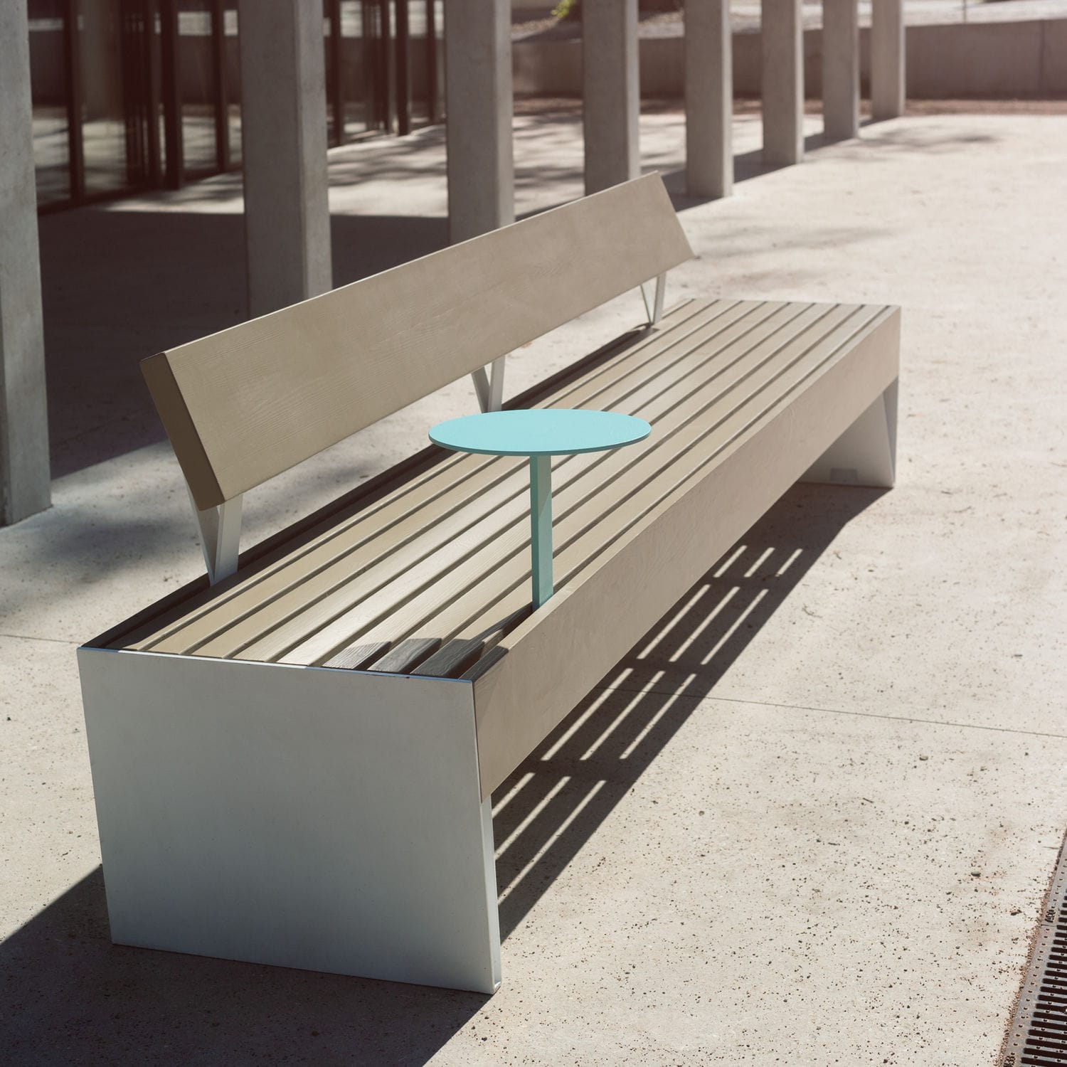 Contemporary public bench - BLOCQ - mmcité street furniture - hardwood ...