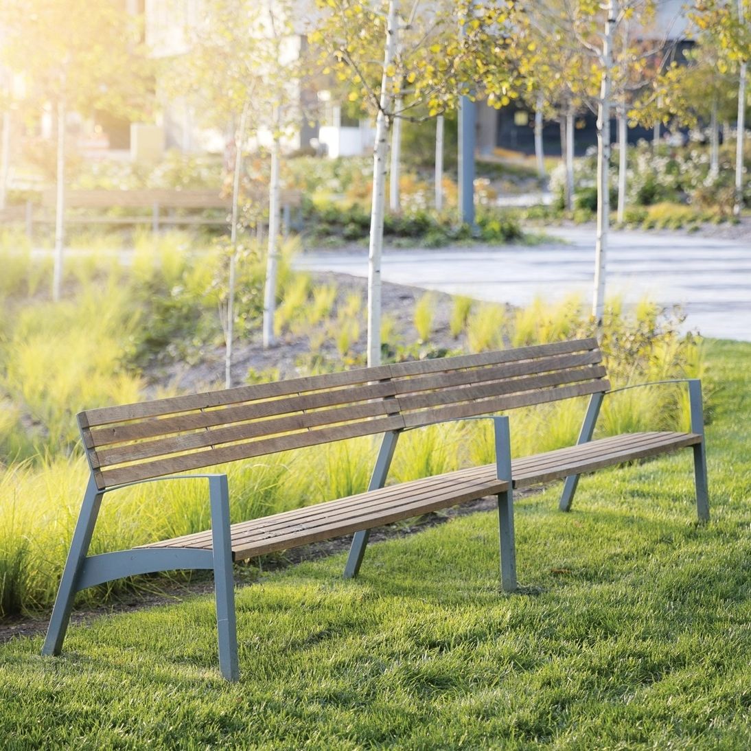 Contemporary public bench - VERA - mmcité street furniture - hardwood ...