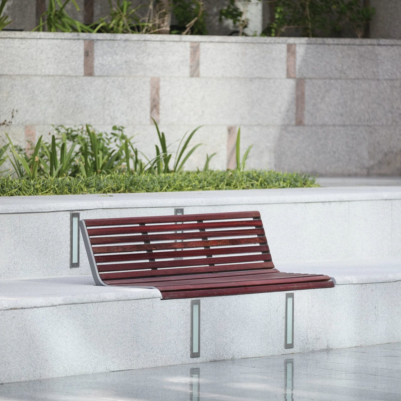 Contemporary public bench - PORT - mmcité street furniture - hardwood ...