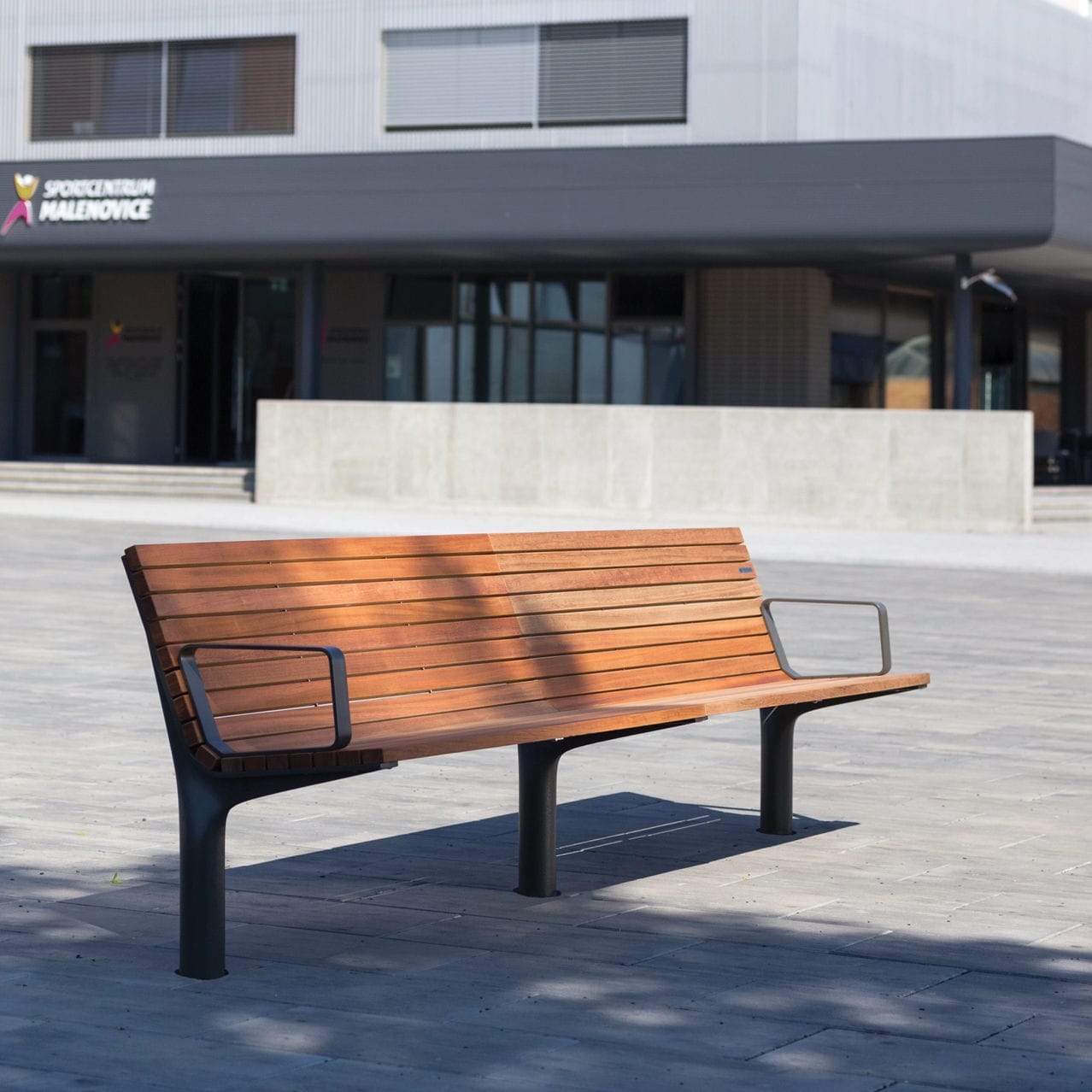 Contemporary public bench - VLTAU - mmcité street furniture - hardwood ...