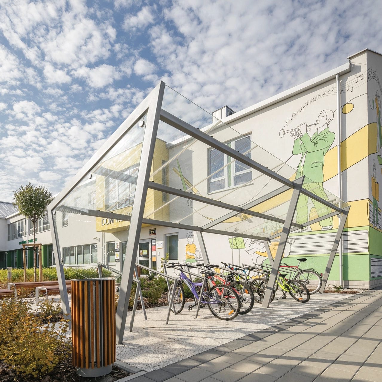 Steel cycle shelter - EDGE - mmcité street furniture - for public space