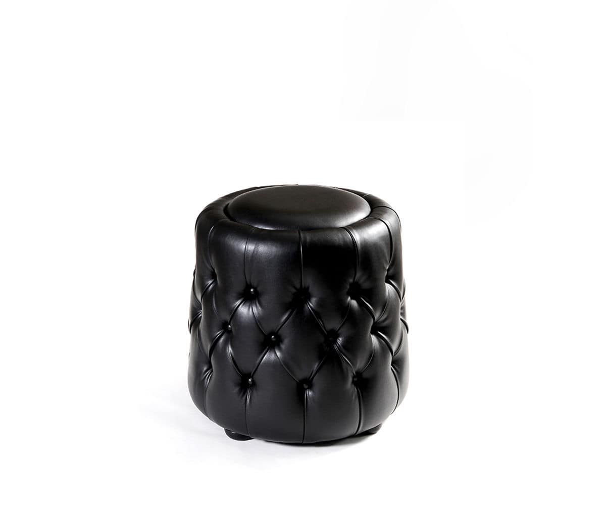 Chesterfield pouf - Miss Feet - MUNNA - fabric / leather / round