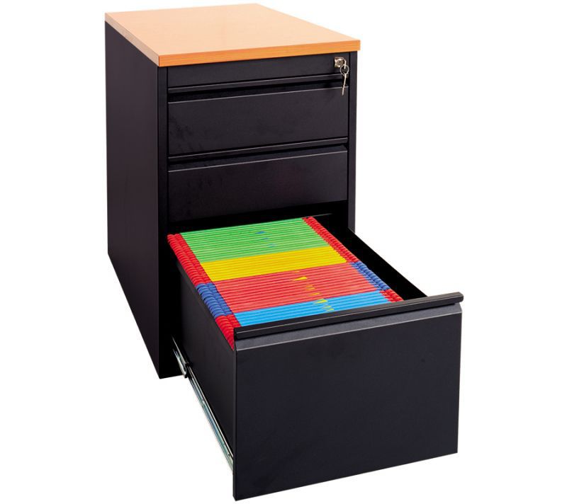 Metal office unit - GURKAN - wooden / plastic / 3-drawer