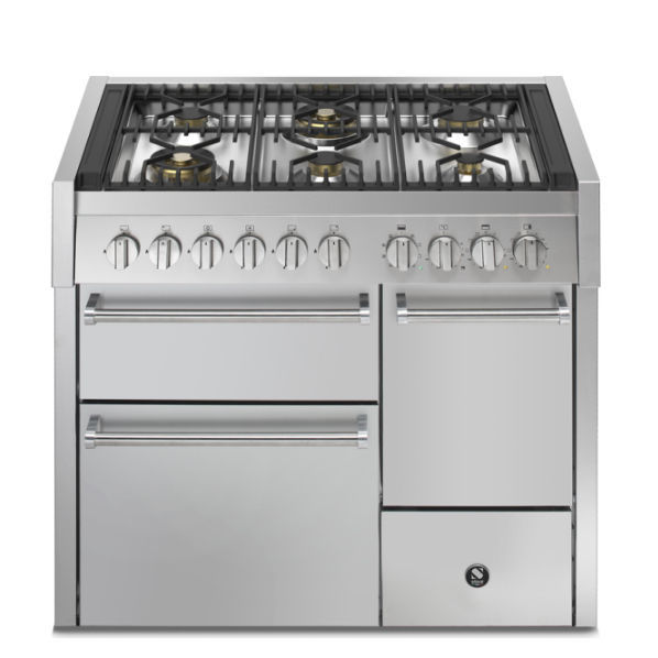 Gas range cooker - GENESI 100/3 SOLID DOOR - STEEL - electric / 4 ...