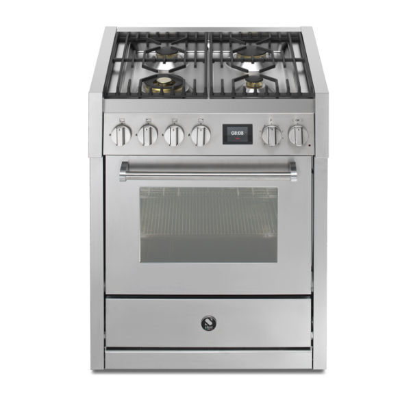 Gas range cooker - GENESI 70 - STEEL - electric / 4 burner / 1 oven