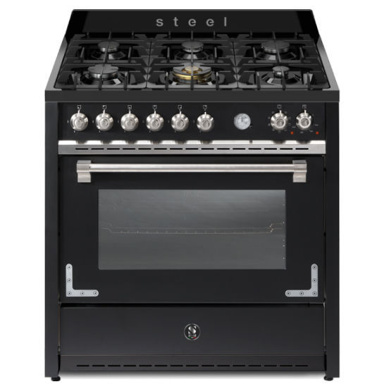 Gas range cooker - OXFORD 90 - STEEL - electric / 6 burner / 5 burner
