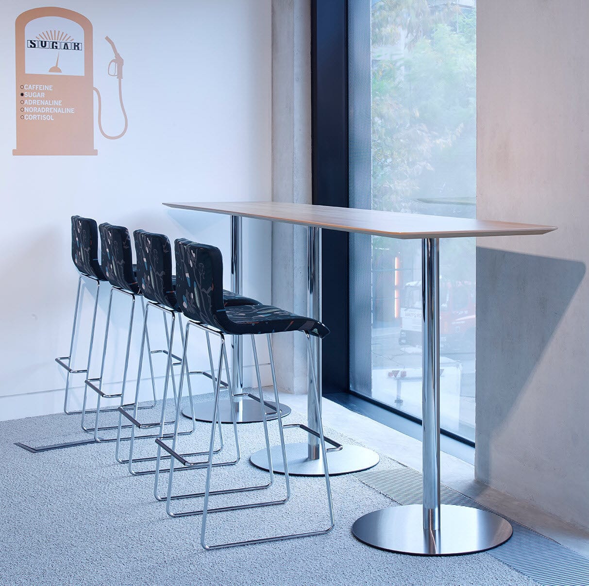 Contemporary bar chair - PEAK - Orange Box - fabric / leather / metal